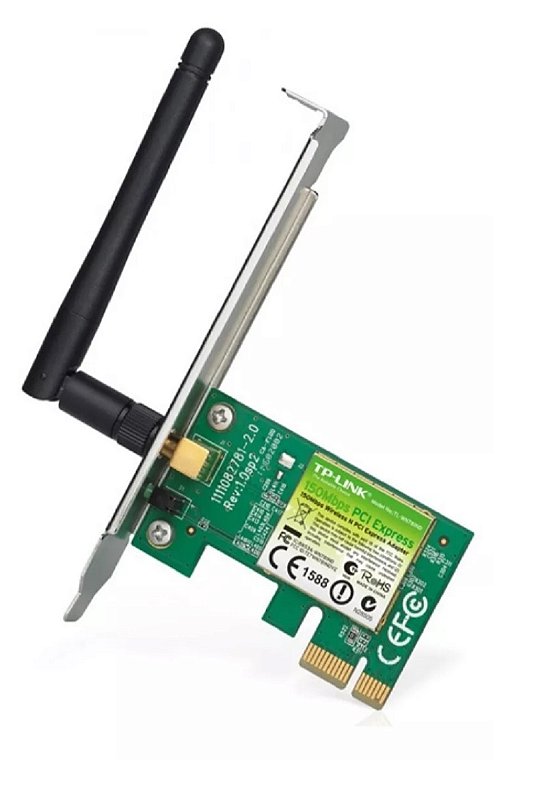 Placa de Rede WiFi TP-Link 150 Mbps (2.4 GHz) Pci-Ex x1 para Pcs - RIKATECH