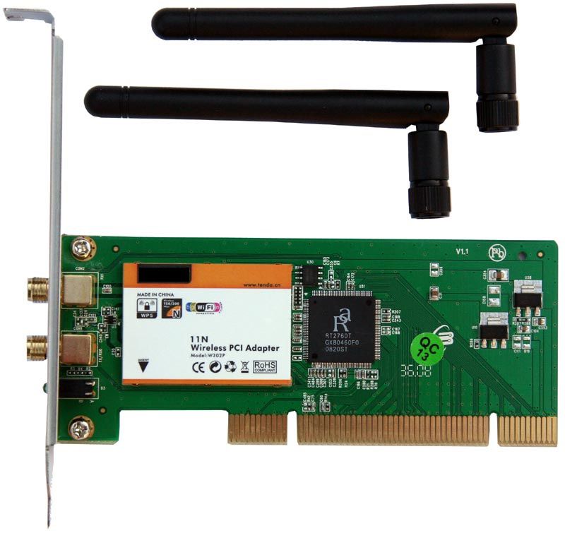 Placa de Rede WIFI PCI 2.4 Ghz 300 Mbps com 2 Antenas para PCs - RIKATECH
