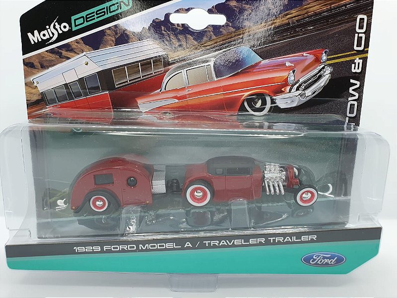 Ford Model A 1929 + Traveler Trailer - Escala 1/64 - Maisto Tow & Go ...