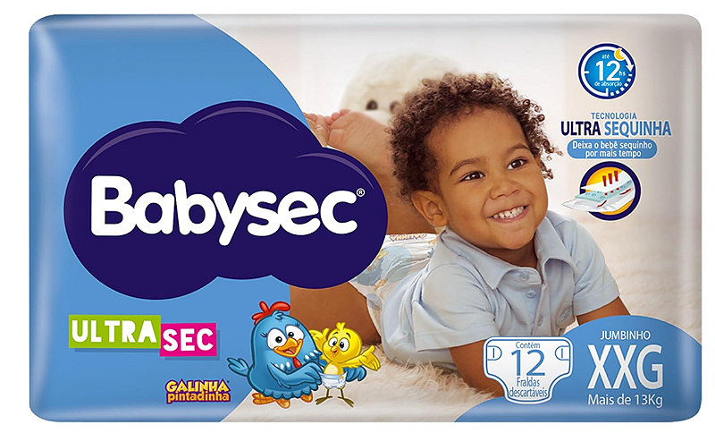 Fralda Infantil Babysec Ultrasec Jumbinho tamanho XXG com 12 unidades ...