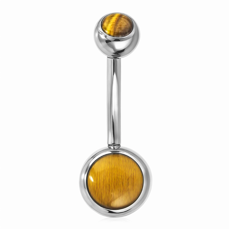Piercing de Umbigo Banana de Titânio com Pedras Olho de Tigre - Fine ...