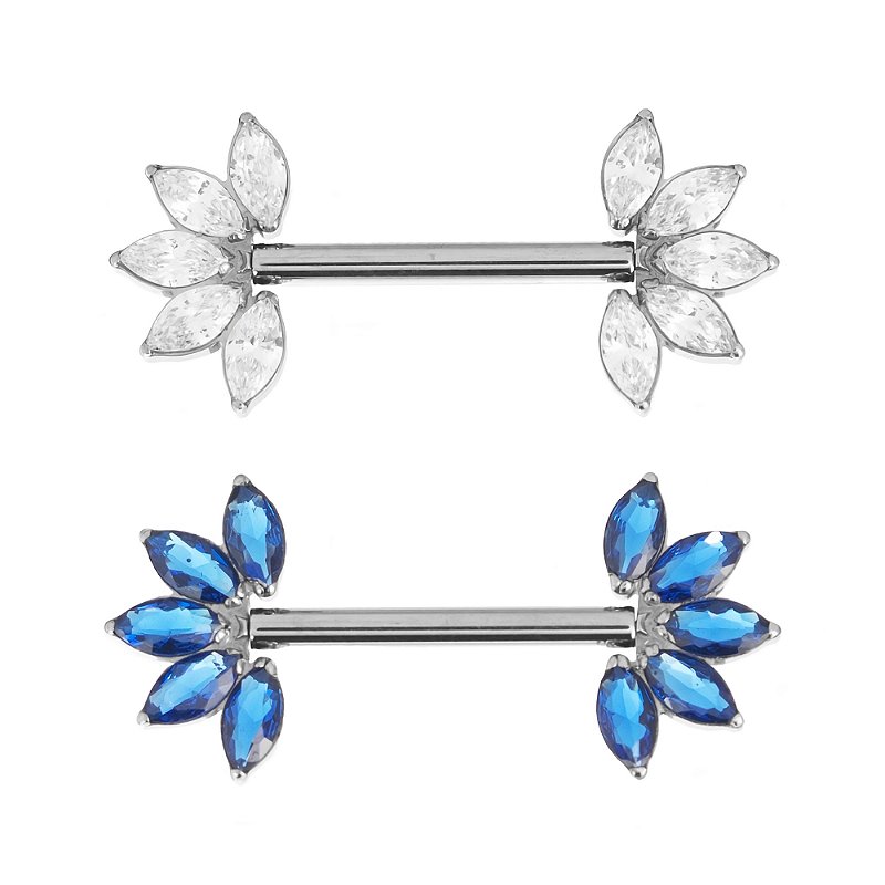 Piercing de Mamilo em Titânio com Cluster de Zircônias Navete - Fine ...