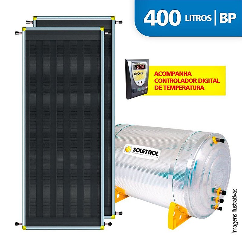 Aquecedor Solar Soletrol Digital 400 Litros Com 2 Coletores Solares De