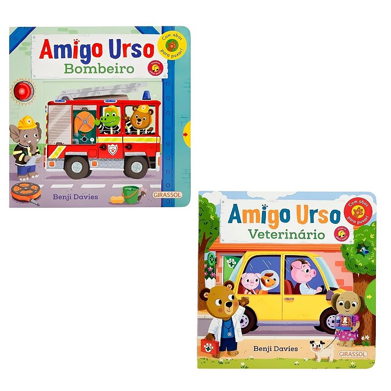 Coleção Amigo Urso | Bombeiro e Veterinário | 2 Livros Cartonados e ...