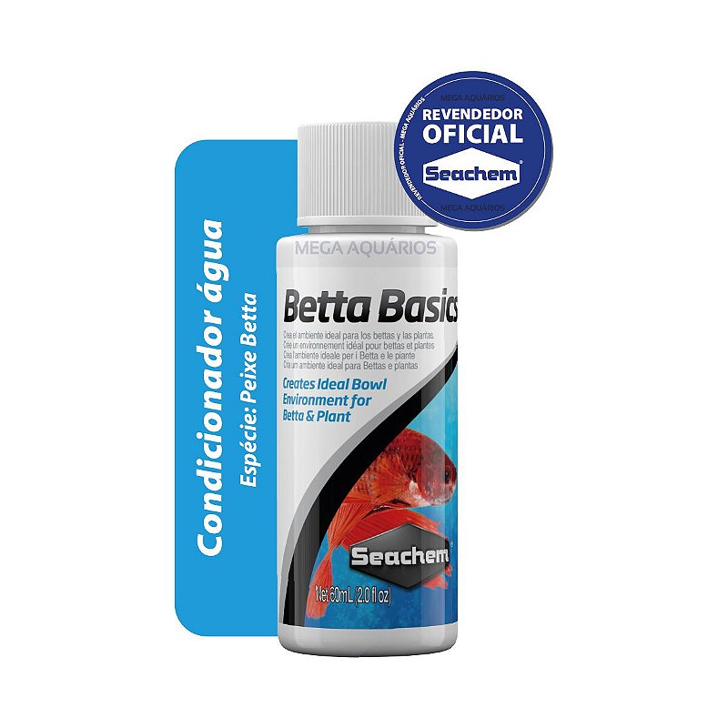 Seachem Betta Basics 60ml condicionador regula PH elimina cloro amonia - Mega Aquários