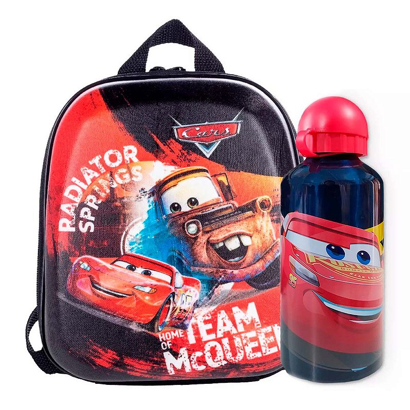 Lancheira + Garrafa 500ml Azul Carros Team Mcqueen Disney - Shop Macrozao