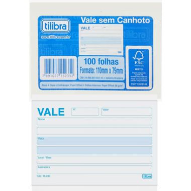 Vale Sem Canhoto TB 100F 152358 - Maq-Center A Papelaria Mais Completa