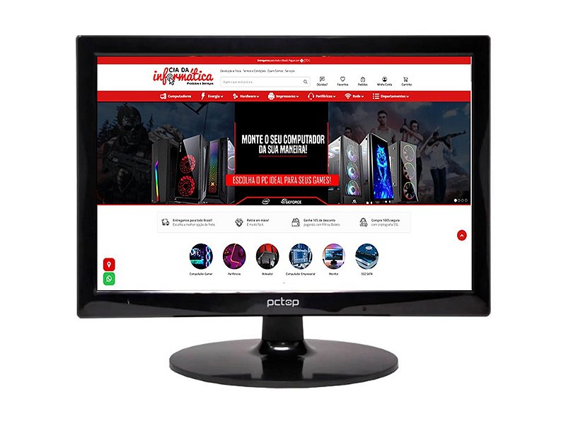 Monitor LED 15,4" VGA HDMI Widescreen 768p 60Hz MLP190HDMI PCTOP - Cia ...