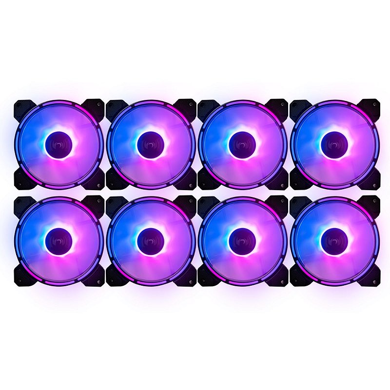 Kit 8 Cooler Fan Galax Vortex Wind-01 ARGB Fan 120mm Preto - Level Prime