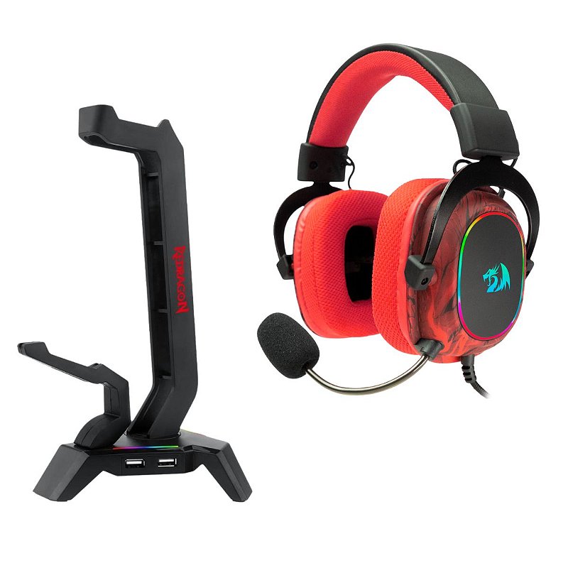 Kit Redragon Headset Infernal Ryuji 7.1 53mm + Suporte Scepter Elite ...