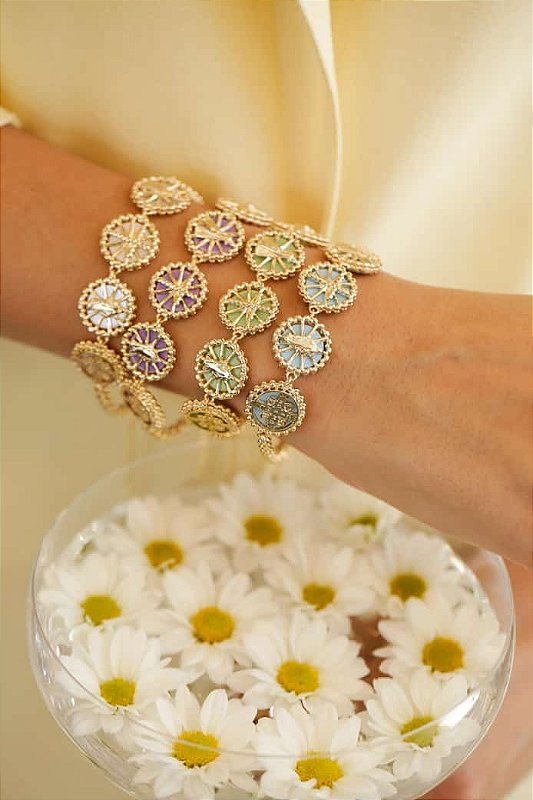 Pulseira religiosa (escolha o banho e a cor) - Carmen Bittencourt