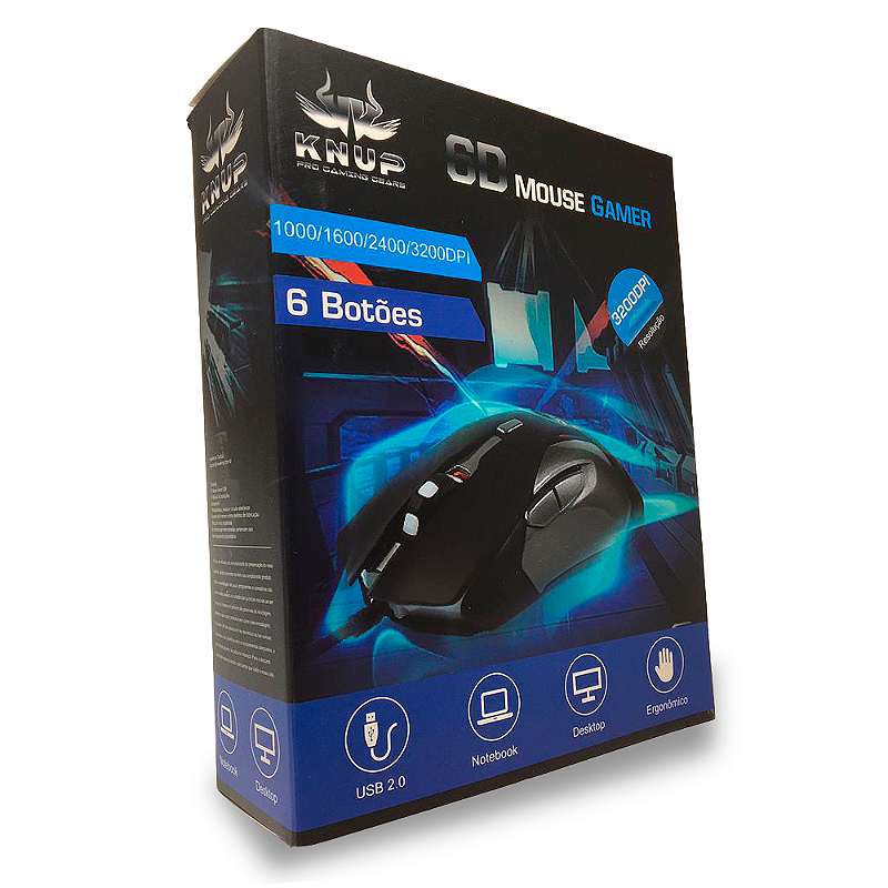Mouse Gamer com Fio 3200 DPI 6 Botões Knup KP-MU004 | Compre Agora ...