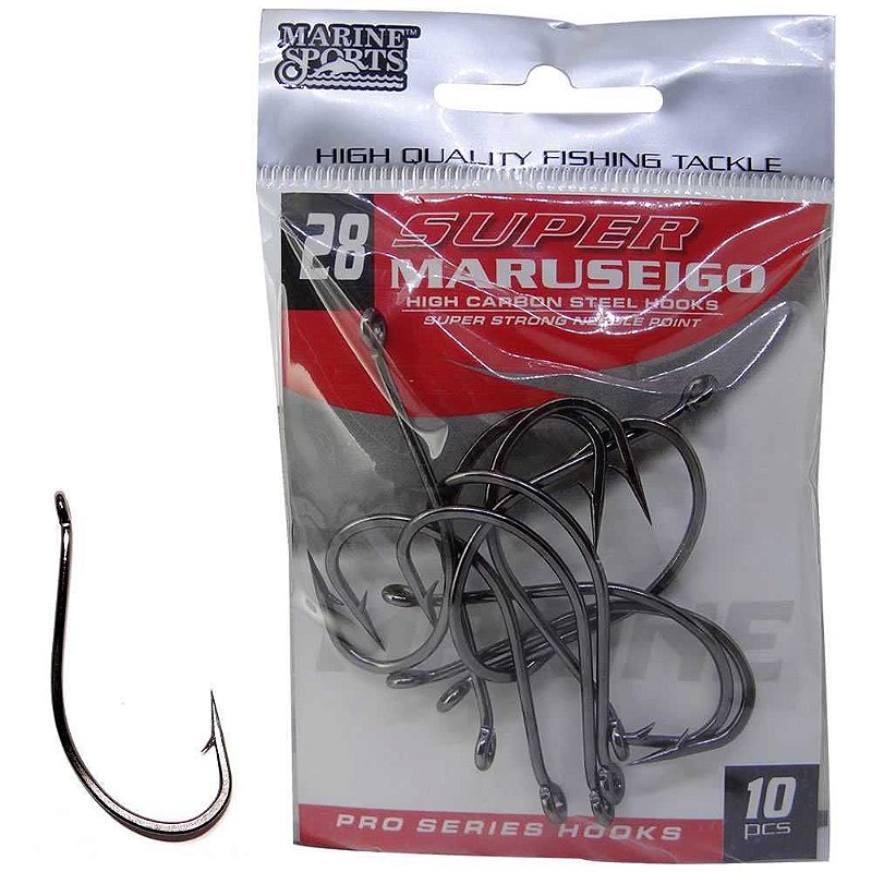Anzol Marine Sports Super Maruseigo Black n. 28 com 10 un. - Martinelli Pesca e Náutica - As ...