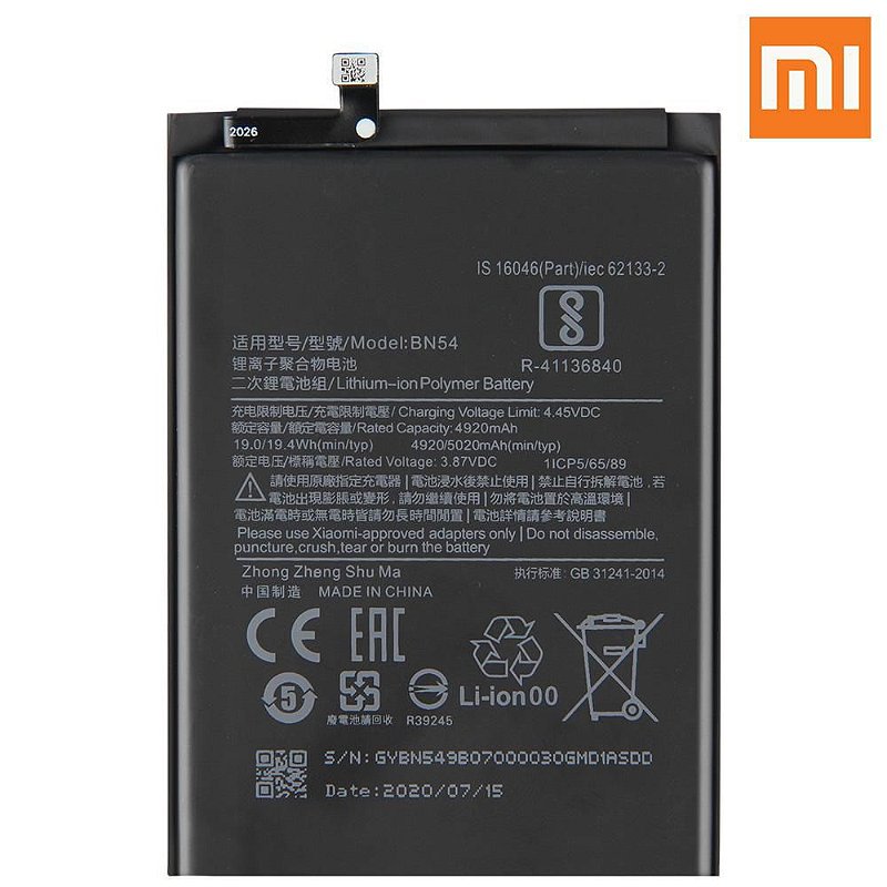 Bateria Xiaomi Redmi Note 9 Mi Note 9 Note9 ( Bn54 ) - Smarts Parts