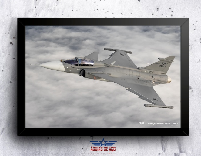 Quadro - GRIPEN FORÇA AÉREA BRASILEIRA (20cm x 30cm) - Loja Águias de Aço