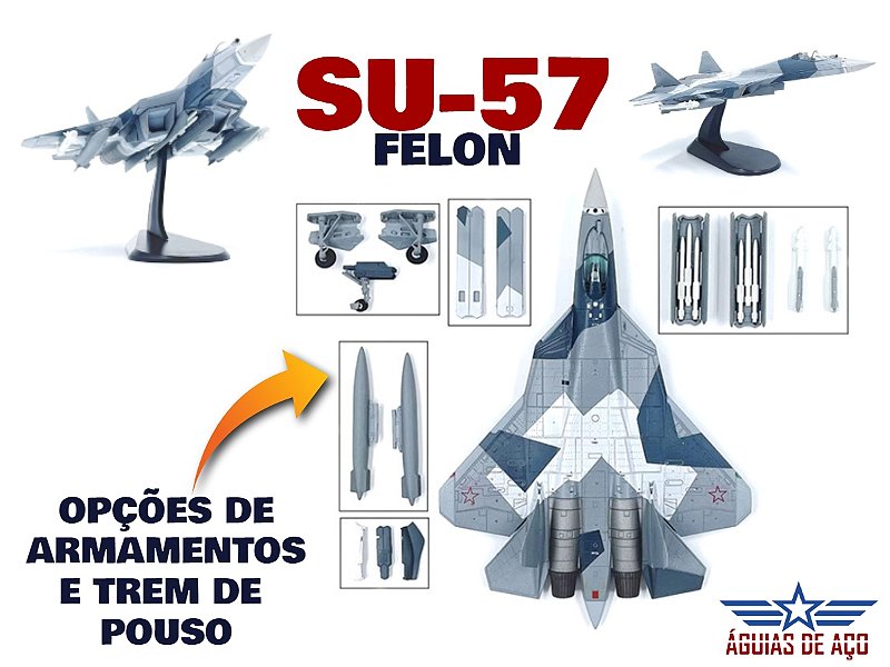 SU-57 FELON - METAL - COM OPÇÕES DE ARMAS - 1:100 - Loja Águias de Aço