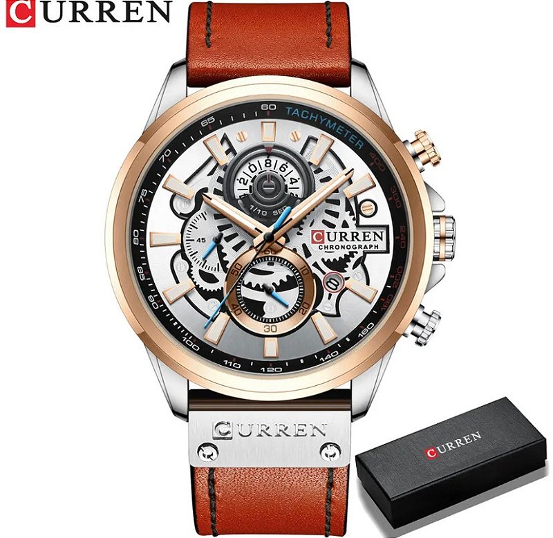 Relógio Curren 8380 Masculino Prata Marrom - Relógios Curren