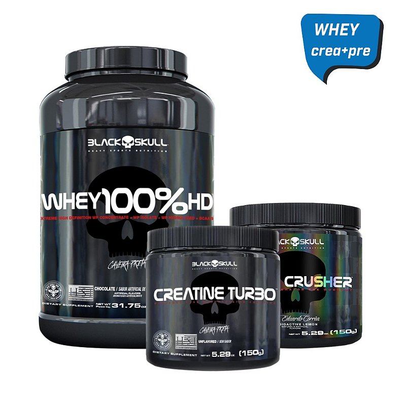KIT BLACK INICIANTE - WHEY 100% HD POTE 900G + CREATINA TURBO 150G + P - Curitiba Nutrition ...
