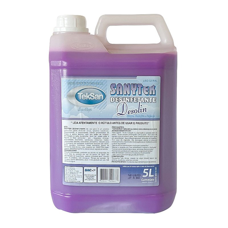 SANYTEK DESOLIN 5L DESINFETANTE CONCENTRADO BACTERICIDA - Teksan