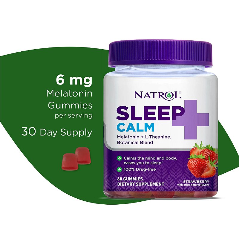 Natrol Sleep+ Calm Gummies, Sleep Aid Dietary Supplement, Strawberry ...