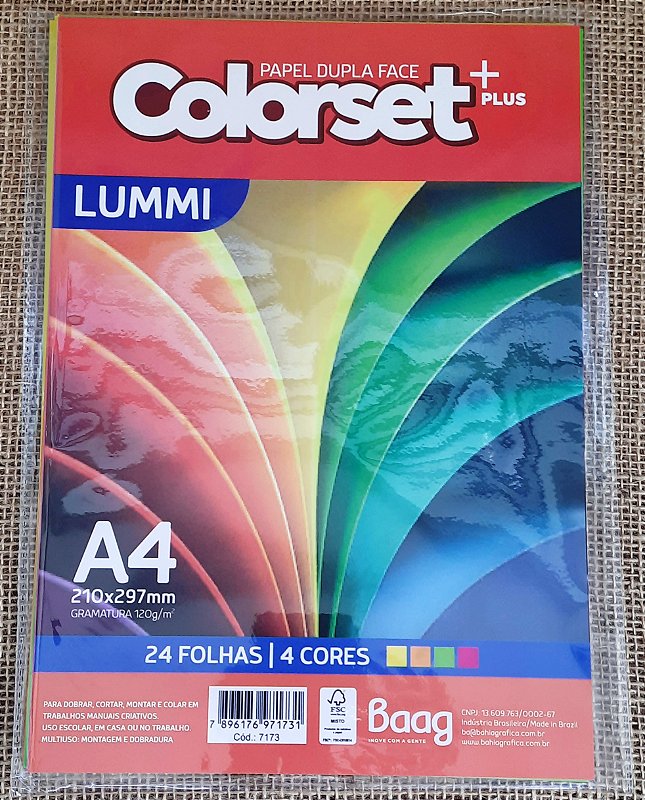 Papel colorset A4 Lummi - 24 fls - 4 cores - 120g/m2 - Baag - Livraria ...