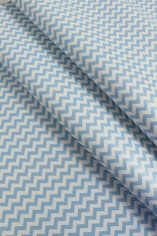 Sintético Chevron Azul Bebe E Branco - Tem de Tudo Aviamentos
