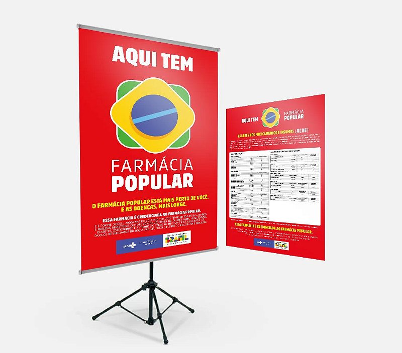 KIT OBRIGATÓRIO FARMÁCIA POPULAR - BANNER (90x150cm) + CARTAZ ADESIVO ...