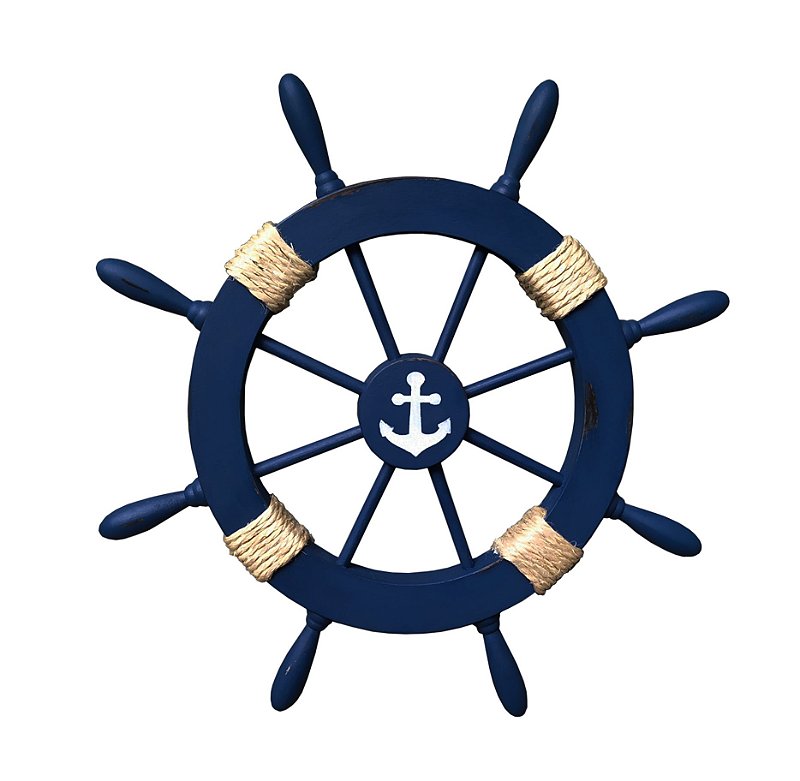 Comprar Timão Decorativo de Madeira Azul - Nauticasa Decoração Náutica