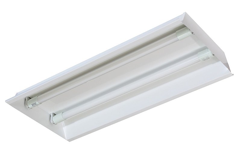 Luminária Comercial Embutir 2x9w 625mm T8 - Branca - Sem Aletas - ELAMP