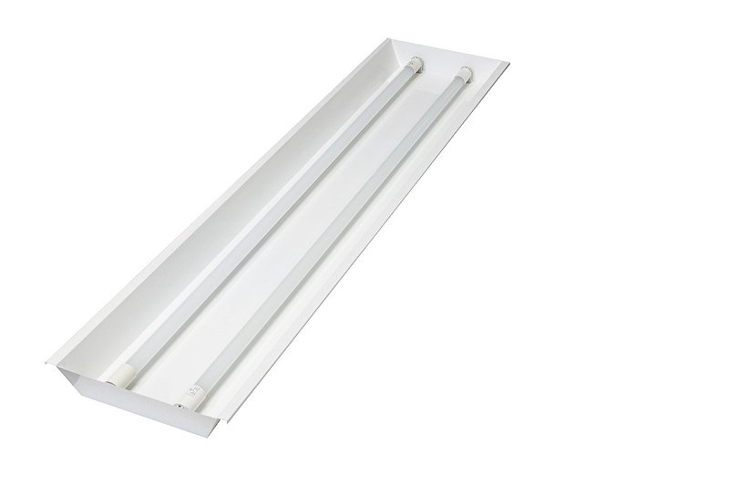 Luminária Comercial Embutir 2x18w 1250mm T8 - Branca (Aberta) - ELAMP
