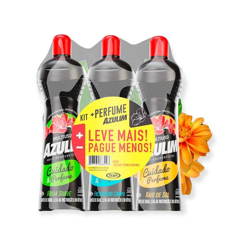 KIT MULTIUSO AZULIM MAIS PERFUME 3X500ML - Casa Limpa Produtos de Limpeza