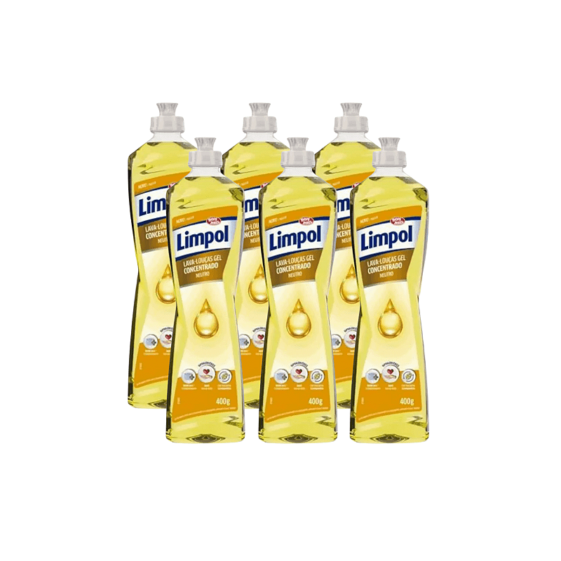 KIT C/ 6 DETERGENTES LIMPOL GEL NEUTRO 400G - Casa Limpa Produtos de ...
