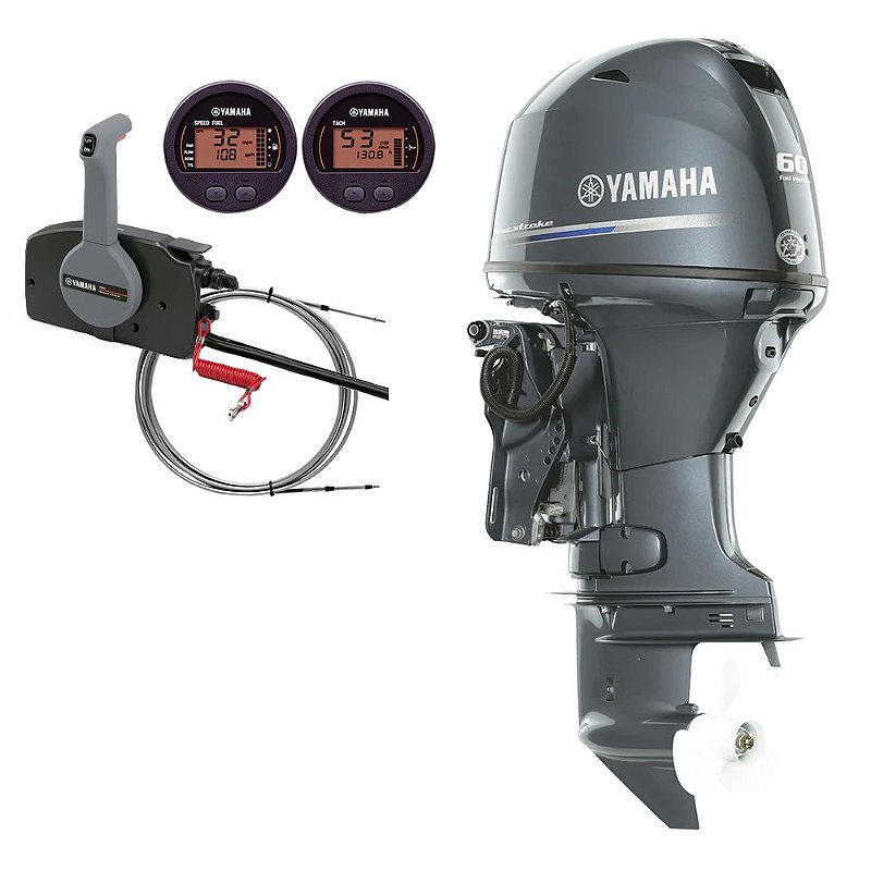 Motor de Popa Yamaha 60 HP HETL (Nova Geração) 4 Tempos— Partida ...