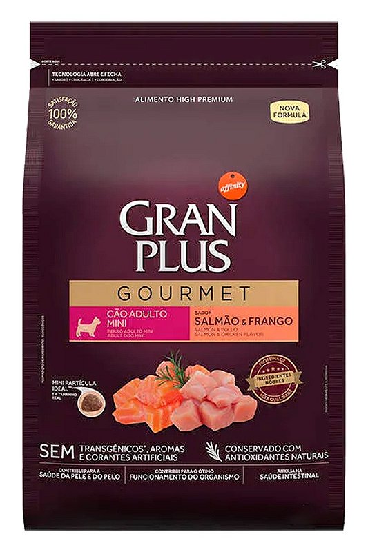 Ração GranPlus Gourmet High Premium Sabor Salmão e Frango para Cães ...