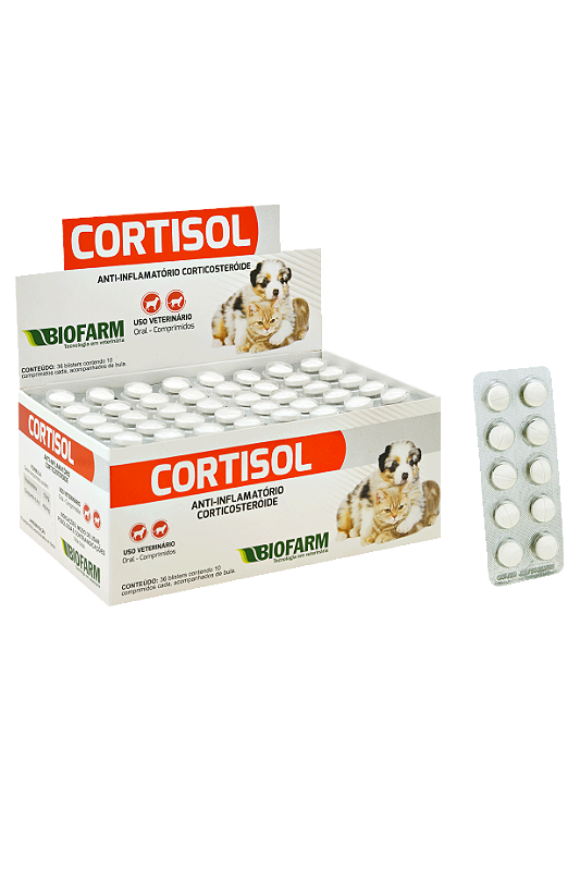 Anti-inflamatório Cortisol para Cães e Gatos com 10 comprimidos ...