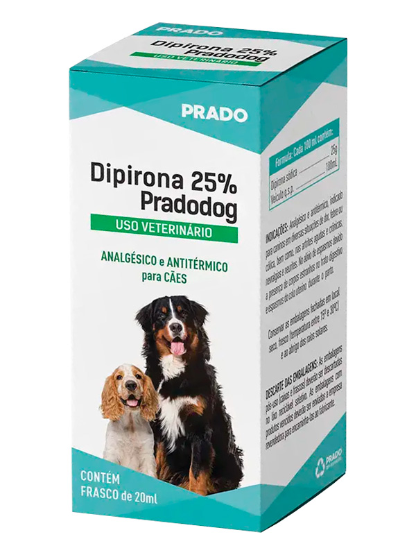 Analgésico e Antitérmico Dipirona 25% Prado para Cães - 20ml - Pet Shop ...