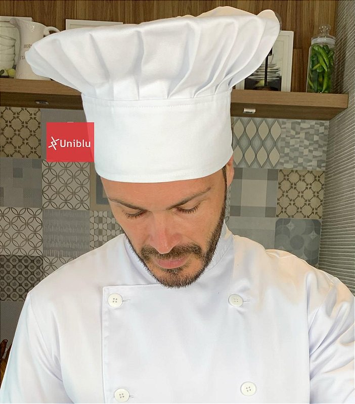 Touca Chefe ou Chapéu Chefe - Branca ( unisex ) uniblu - www.uniblu.com.br