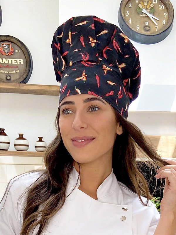 Touca Chefe ou Chapéu Chefe - Pimentas Uniblu - www.uniblu.com.br