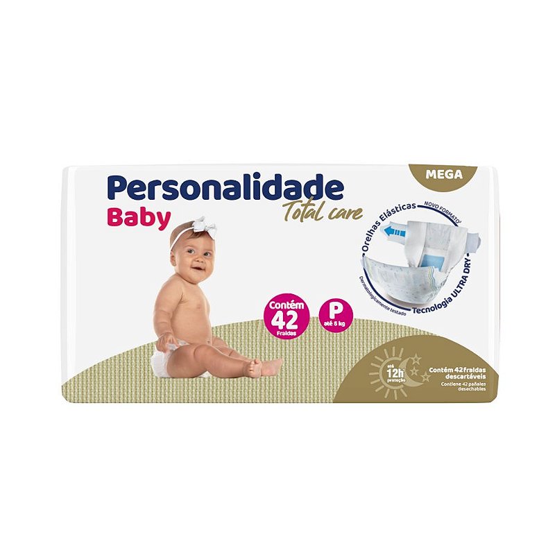 Fralda Personalidade Baby Total Care Mega (Orelhas Elásticas) 6 Pacotes ...