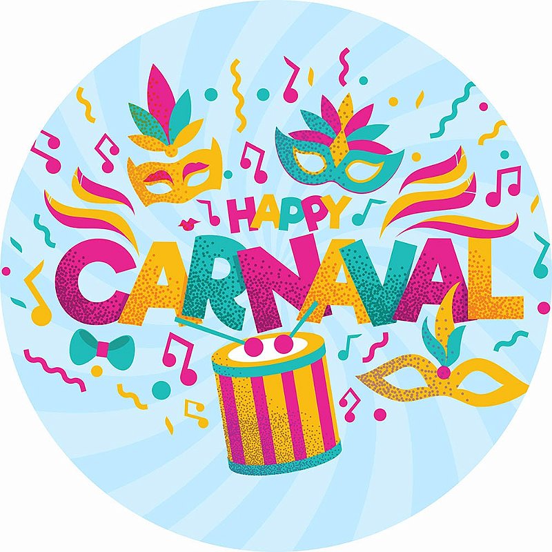 Painel de Festa Redondo em Tecido Sublimado Carnaval Azul - Sublime ...