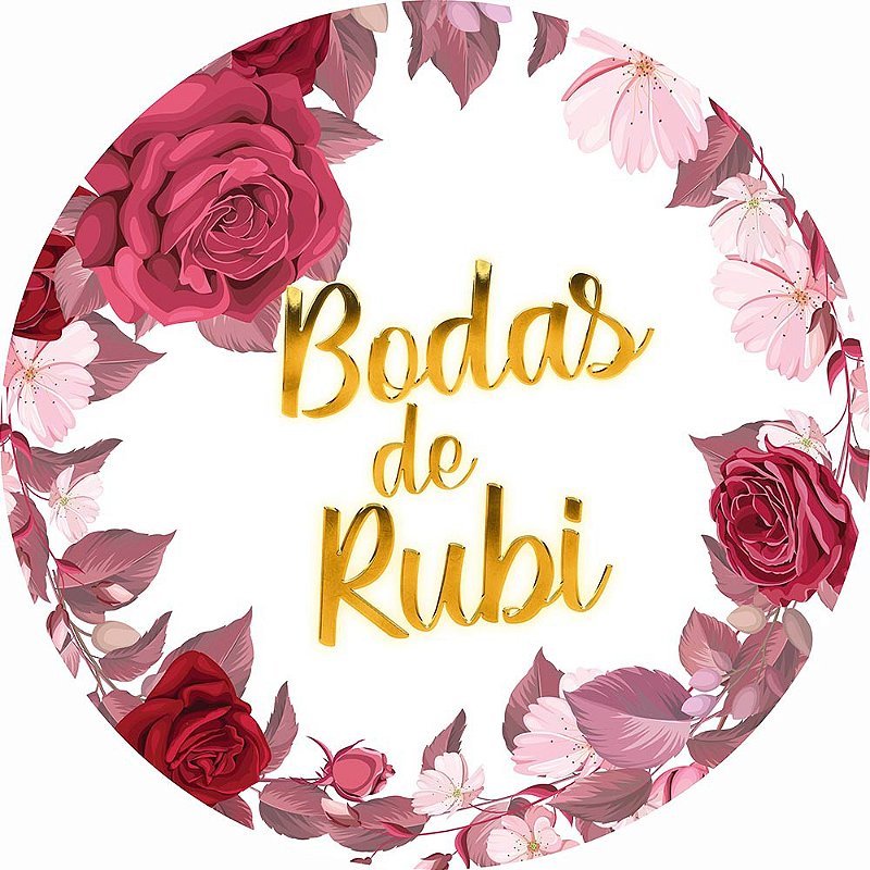 Painel de Festa Redondo em Tecido Sublimado Bodas de Rubi - Sublime Sonhos: Painel de Festa Em ...