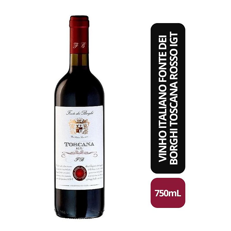 Vinho Italiano Fonte Dei Borghi Toscana Rosso IGT - 750ml - Bebida In Box