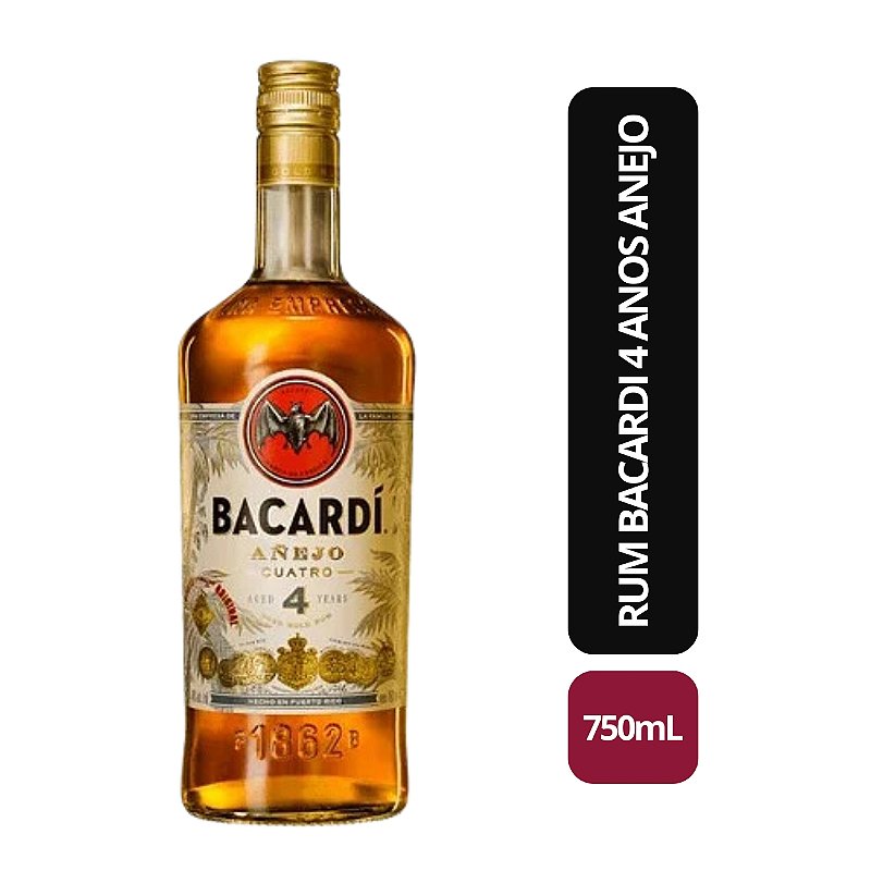 Rum Bacardi 4 Anos Anejo - 750 ml - Bebida In Box