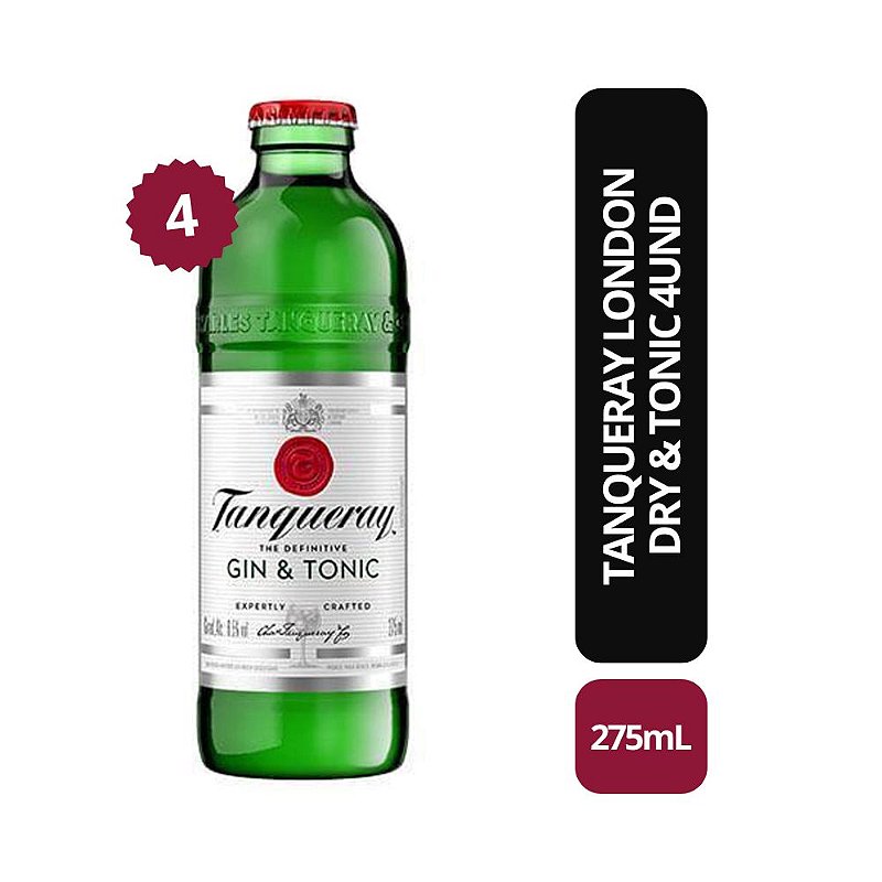 TANQUERAY LONDON DRY & TONIC - 275ML (4 UND) - Bebida In Box
