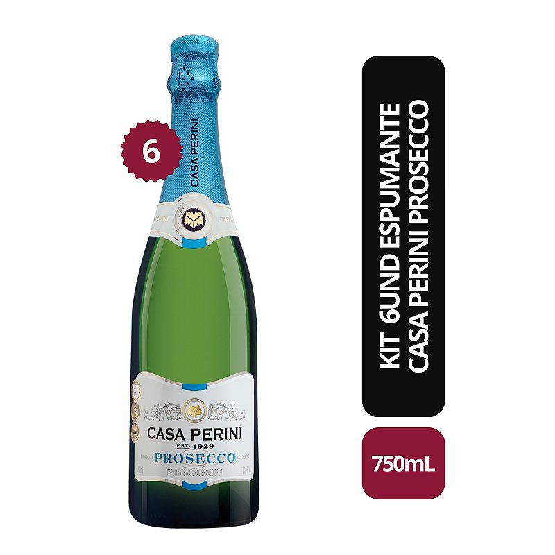 KIT 6 UND ESPUMANTES CASA PERINI PROSECCO - 750ML - Bebida In Box