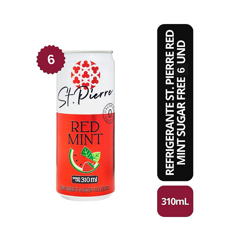 Refrigerante St. Pierre Red Mint Sugar Free 6 unids - 310ml - Bebida In Box