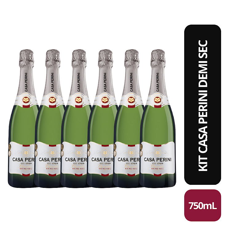 KIT 6 UND ESPUMANTES CASA PERINI DEMI-SEC- 750ML - Bebida In Box