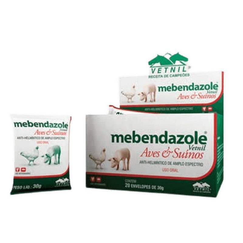 Mebendazole - Aves e Suínos - 30g - Vetnil - Comercial Penna Firme - o ...