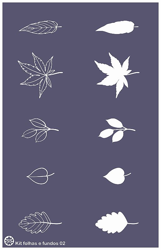 Kit folhas e fundos 02 - stencils 25 x 16 cm - Soft Stencil