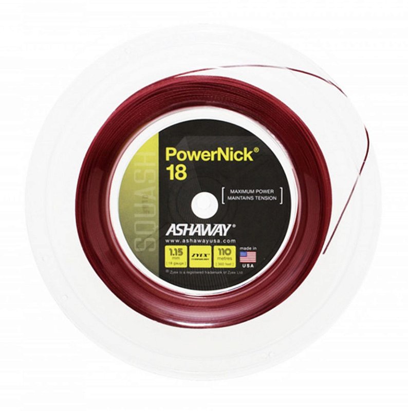 Rolo de Corda Ashaway PowerNick 18 1.15mm Vermelha 110m - Squash Store